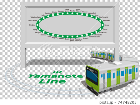 JR Yamanote Line frame and panel English route... - Stock Illustration ...