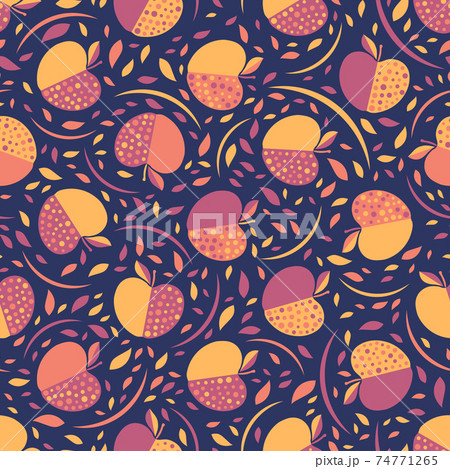 Seamless abstract fruit pattern with apple....のイラスト素材 [74771265] - PIXTA