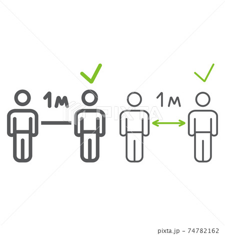 Keep distance color line icons, coronavirus and...のイラスト素材 [74782162 ...
