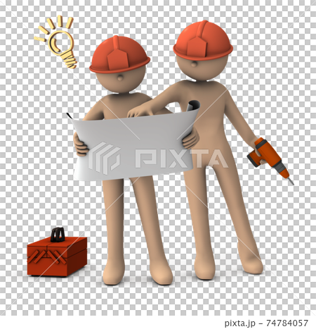 Engineers solving problems while looking at the... - Stock Illustration ...