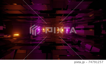 3d illustration of uneven square walls leading...のイラスト素材 [74791257] - PIXTA