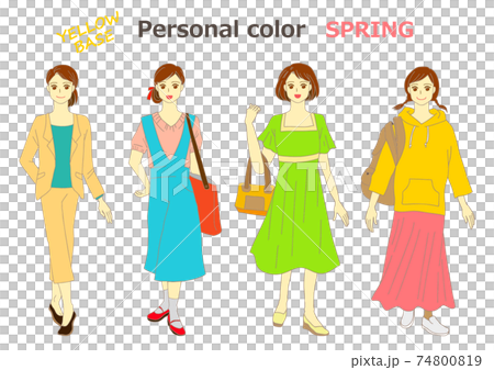 Personal color spring type female model - Stock Illustration [74800819 ...