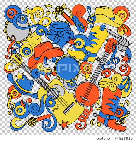 COUNTRY DOODLES American Cowboy Western Music... - Stock Illustration ...