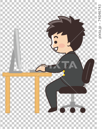 High school boys using a computer - Stock Illustration [74846743] - PIXTA