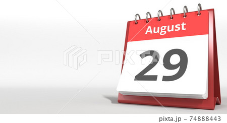 August 29 date on the flip calendar page, 3d...のイラスト素材 [74888443] - PIXTA