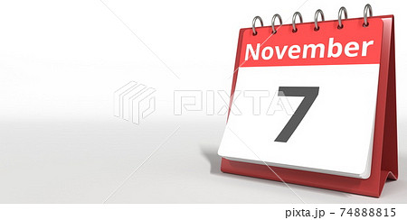 November 7 date on the flip calendar page, 3d...のイラスト素材 [74888815] - PIXTA