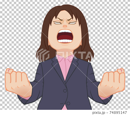 Chibi Chara OL screams angry - Stock Illustration [74895147] - PIXTA