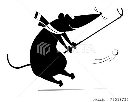 Cartoon rat or mouse plays golf illustration....のイラスト素材 [75013732] - PIXTA