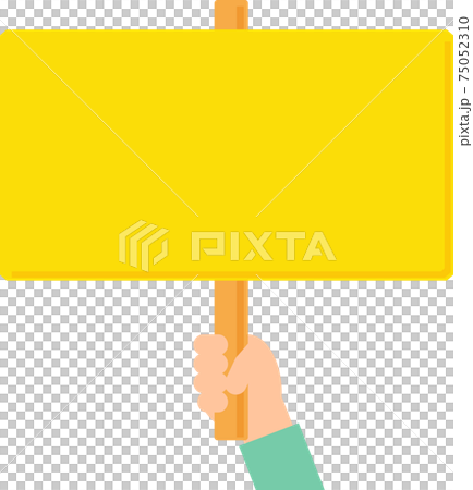 Hand holding a yellow hand-held sign - Stock Illustration [75052310 ...