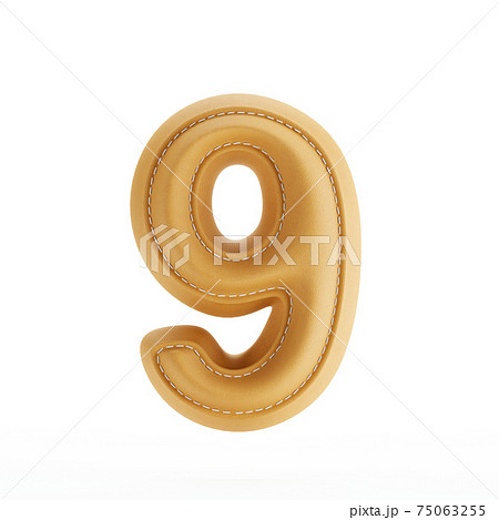 Leather yellow texture letter digit number nine 9のイラスト素材 [75063255] - PIXTA