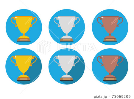 Set of gold, silver and bronze trophy icons in...のイラスト素材 [75069209] - PIXTA