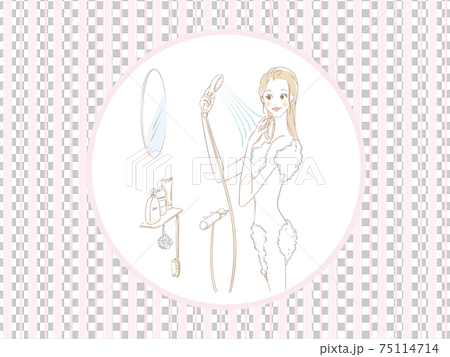 A woman washing her body in the shower - Stock Illustration [75114714 ...