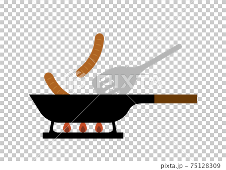 Frying pan wiener roasting illustration - Stock Illustration [75128309 ...
