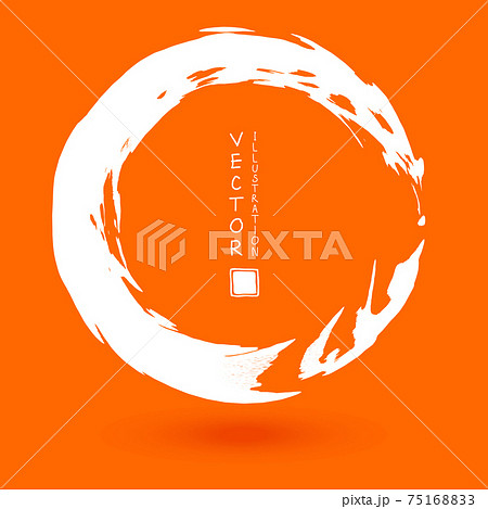 White ink round stroke on orange background.のイラスト素材 [75168833] - PIXTA