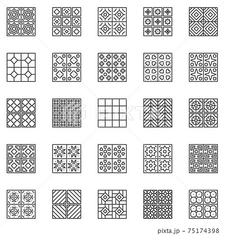 Tile vector outline icons set - ceramic tiles...のイラスト素材 [75174398] - PIXTA