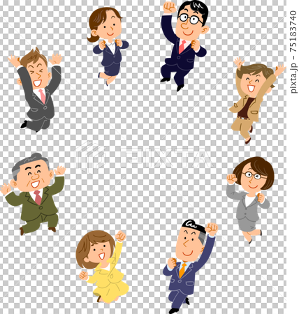 8 person business team jumping - Stock Illustration [75183740] - PIXTA