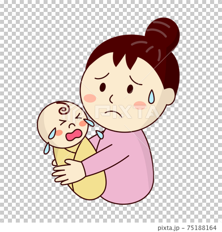 Mom in trouble with a crying baby - Stock Illustration [75188164] - PIXTA
