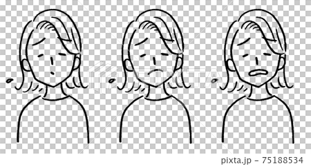 Female bust up face variation troubled - Stock Illustration [75188534 ...