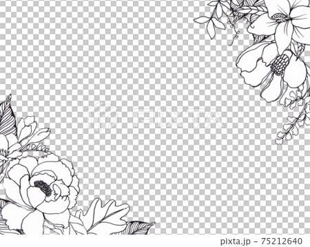Flower line art frame - Stock Illustration [75212640] - PIXTA