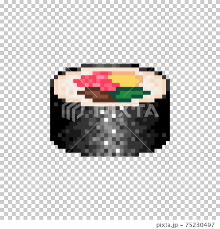 Pixelated maki sushi roll icon. Vector pixel... - Stock Illustration ...