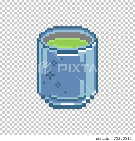 Pixel art cup of match tea icon. Pixelated cute... - Stock Illustration ...