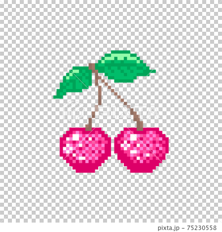 Pixel art cherry icon. Vector cute retro 8 bit... - Stock Illustration ...