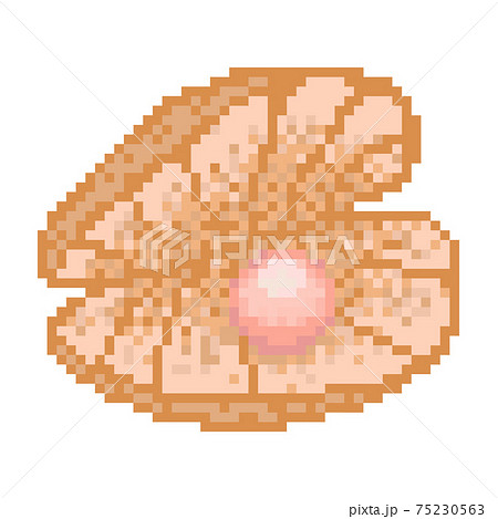 Open clam shell with pearl pixel art icon....のイラスト素材 [75230563] - PIXTA