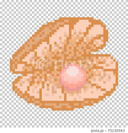Open clam shell with pearl pixel art icon....のイラスト素材 [75230563] - PIXTA