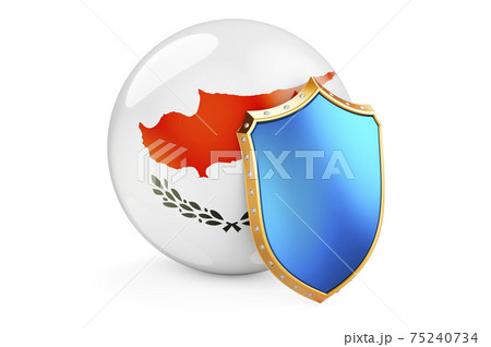 Cypriot flag with shield. Protect of Cyprus...のイラスト素材 [75240734] - PIXTA
