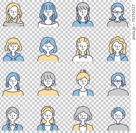 Troublesome face female set simple illustration - Stock Illustration ...