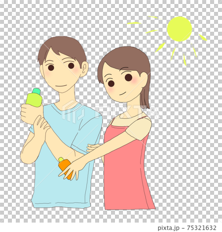 Couple applying sunscreen - Stock Illustration [75321632] - PIXTA