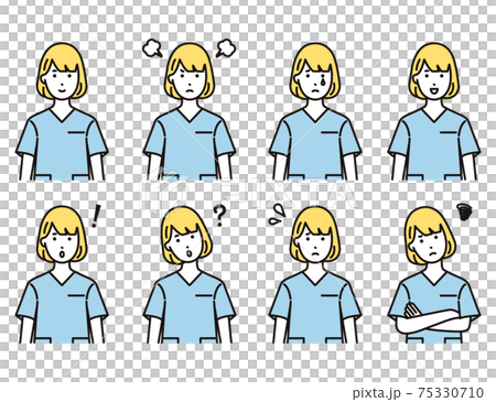 Female nurse facial expression set - Stock Illustration [75330710] - PIXTA