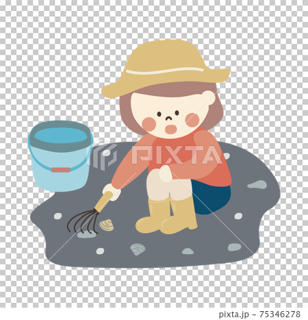 Clam digging / girl - Stock Illustration [75346278] - PIXTA
