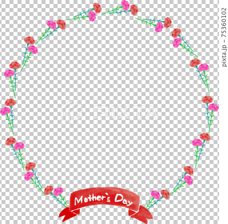 Watercolor carnation round frame - Stock Illustration [75360102] - PIXTA