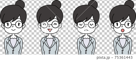 Career Woman_Facial Expression_Stoic - Stock Illustration [75361443 ...