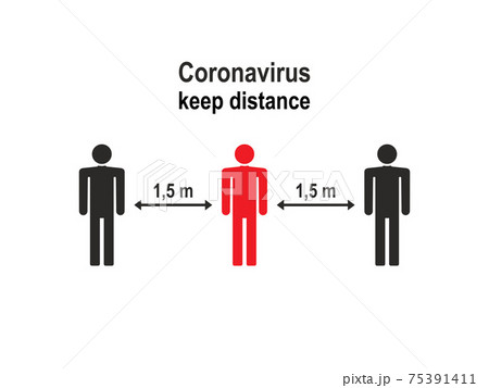 Keep distance, coronavirus. Vector...のイラスト素材 [75391411] - PIXTA