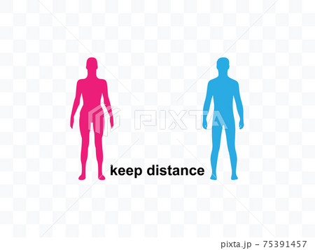 Keep distance, coronavirus. Vector...のイラスト素材 [75391457] - PIXTA