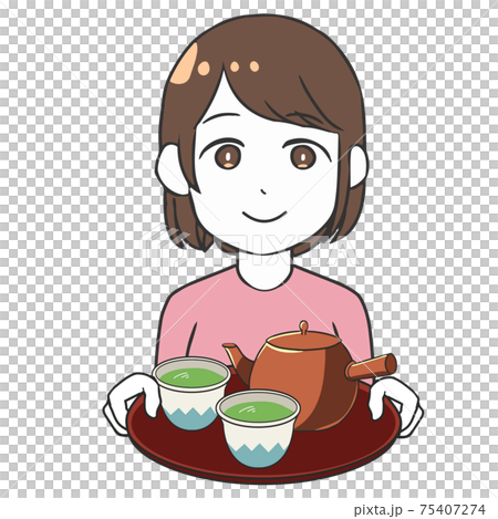 Tea serving woman - Stock Illustration [75407274] - PIXTA