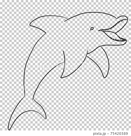 Simple dolphin line art illustration - Stock Illustration [75420389 ...