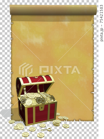 Antique frame vertical treasure chest large... - Stock Illustration ...