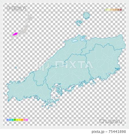 Map of Chugoku region ・ Chugoku (prefecture /... - Stock Illustration ...