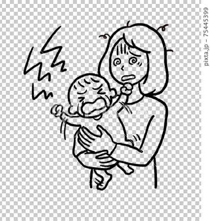 One-operated childcare line art illustration of... - Stock Illustration ...