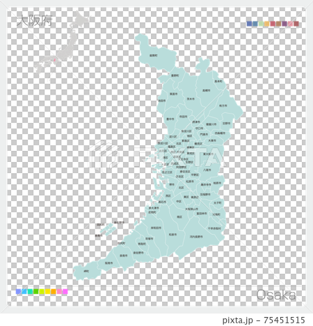 Map of Osaka Prefecture / Osaka (Municipalities... - Stock Illustration ...