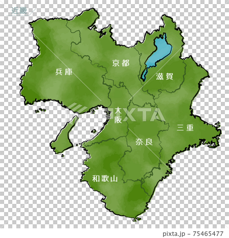 Japanese-style map of Japan Kinki region - Stock Illustration [75465477 ...