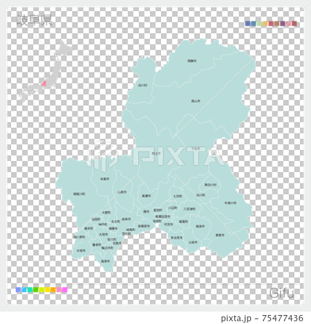 Map of Gifu Prefecture, Gifu, municipalities... - Stock Illustration ...