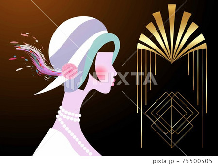 Flapper Girl Drawing Art Deco Vintage Illustration Of Flapper Woman