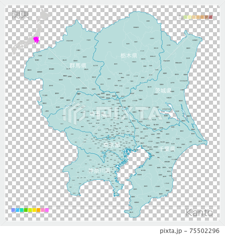 Kanto map / Kanto / prefecture / city / town /... - Stock Illustration ...