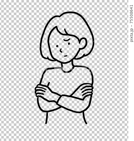 Line art illustration of a suspicious woman - Stock Illustration ...