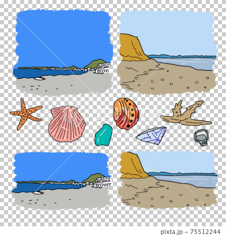 Hand-painted beachcombing illustration /... - Stock Illustration ...