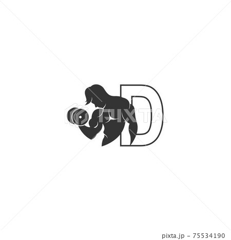 Letter D logo icon with a person holding...のイラスト素材 [75534190] - PIXTA